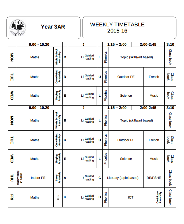 Sample Class Timetable Template 9 Free Documents Download In PDF 