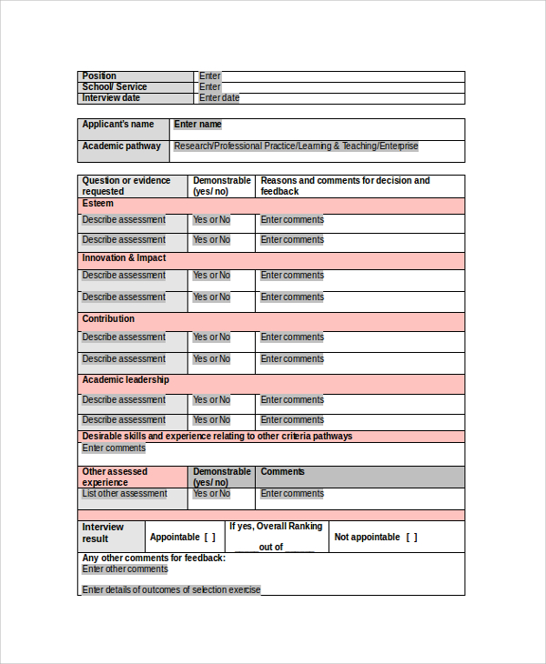 Free Sample Interview Assessment Forms In Pdf Ms Word 5777 Hot Sex Free Sample Interview Assessment Forms In Pdf Ms Word 5777 Hot Sex