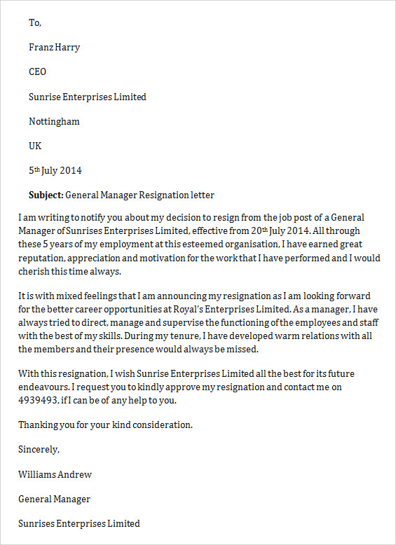 FREE 19 Job Resignation Letter Templates In PDF MS Word