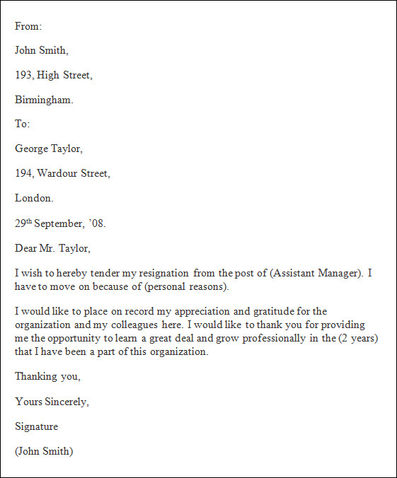 Free Resignation Letter Template Google Docs