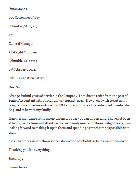 FREE 4 Resignation Letter Templates In MS Word