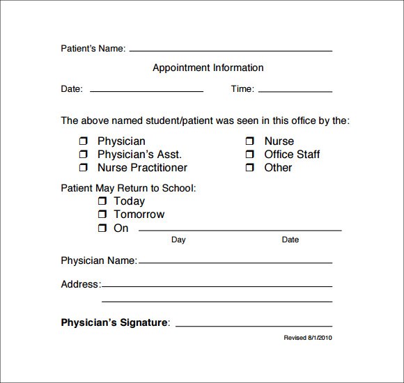 FREE 44 Doctors Note Samples In Google Docs PDF MS Word Pages