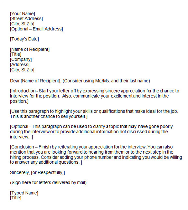FREE 13 Thank You Letters After Interview Templates In PDF MS Word