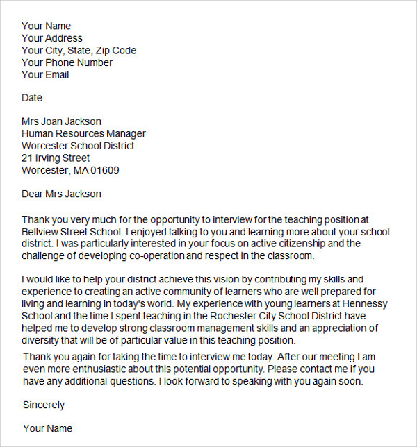 FREE 13 Thank You Letters After Interview Templates In PDF MS Word