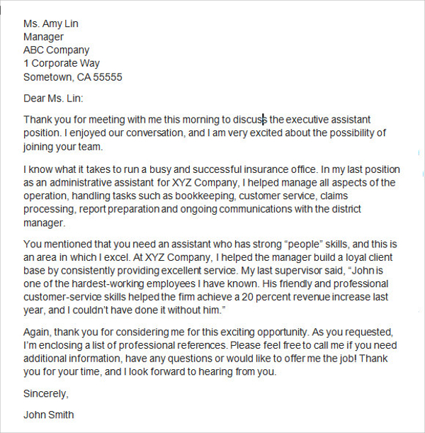 FREE 13 Thank You Letters After Interview Templates In PDF MS Word