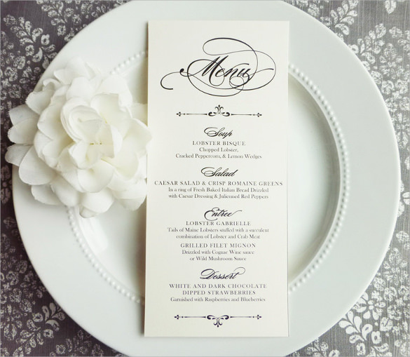 Invitations Paper Party Supplies Paper Classic Wedding Menu Template 