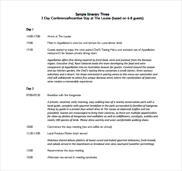 FREE 7 Useful Itinerary Templates In PDF
