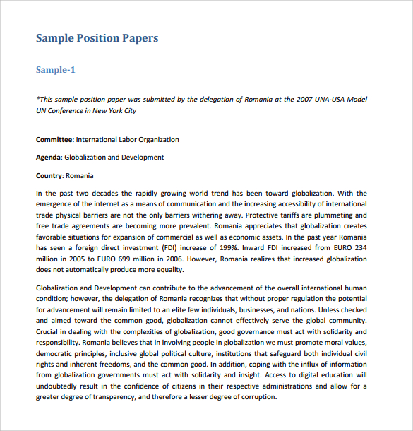  Position Paper Example Apa Position Paper Assignment 2019 02 25