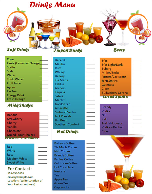 Bar Menu Template - 24+ Download Documents in PSD, Word