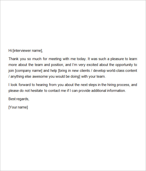 FREE 11 Sample Interview Thank You Letter Templates In PDF MS Word 