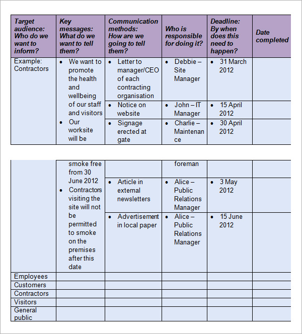 11 Samples Of Communication Plan Templates Sample Templates