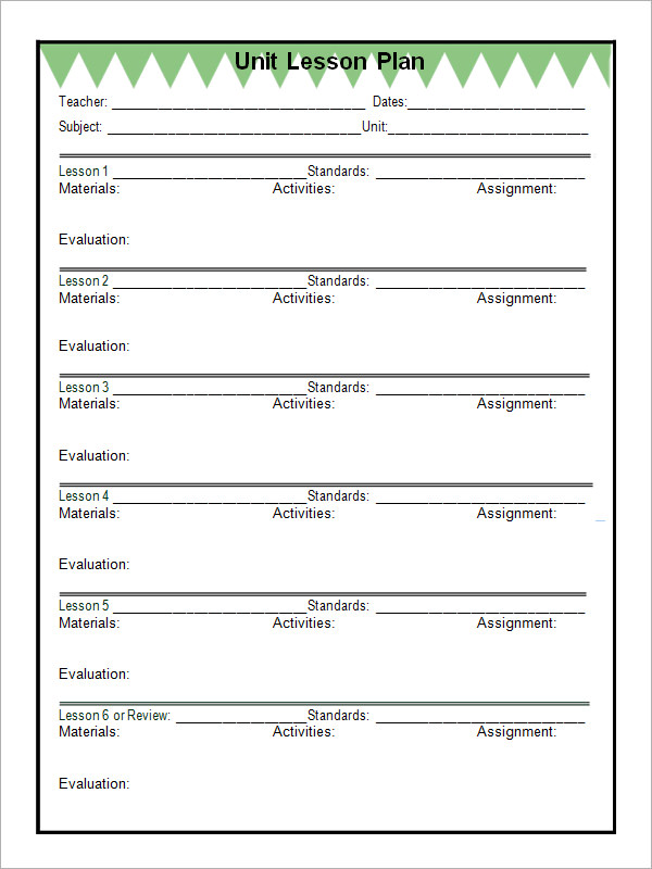 FREE 11 Sample Unit Plan Templates In PDF MS Word