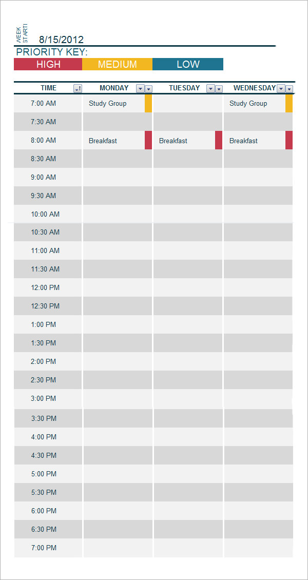 FREE 6 Sample College Schedule Templates In Google Docs Google 