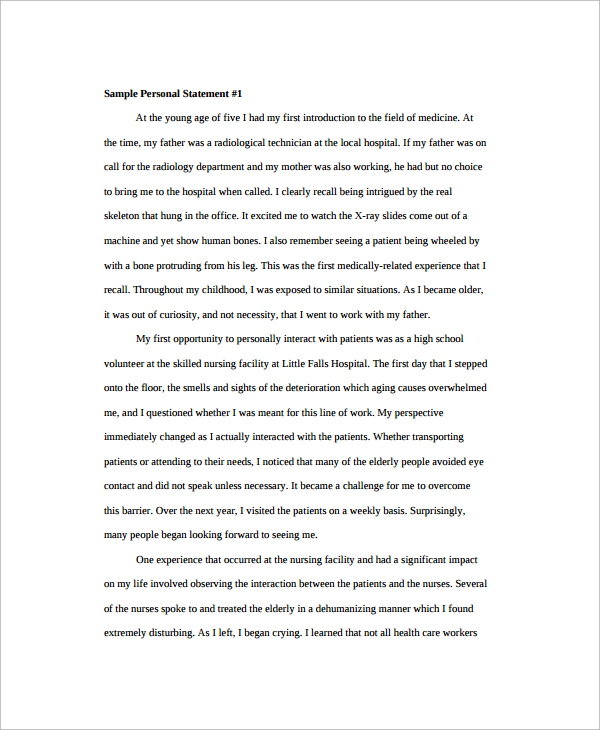6 Personal Statement Samples Sample Templates