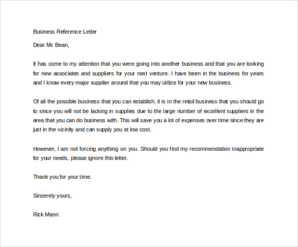 FREE 15 Business Reference Letter Templates In MS Word PDF