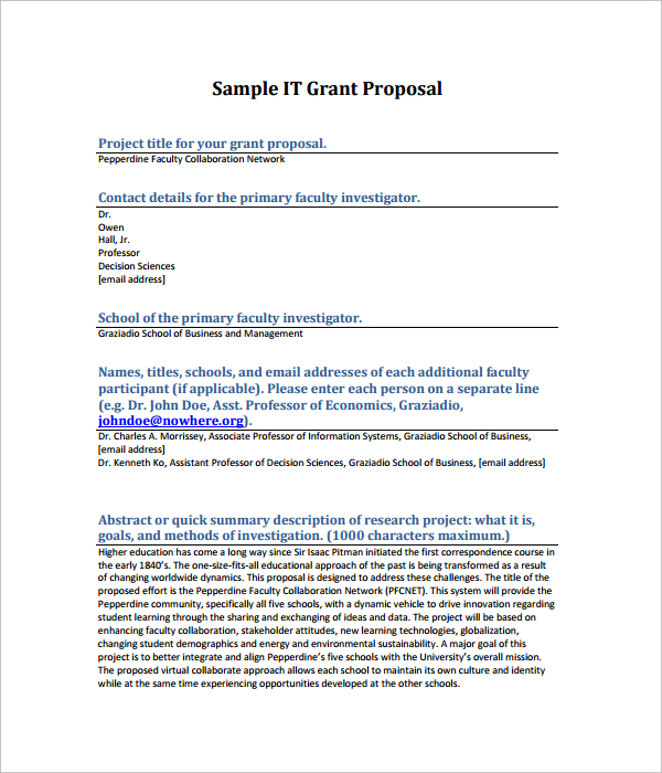 13 Grant Proposal Templates Free Word Excel PDF Formats Samples Examples Designs