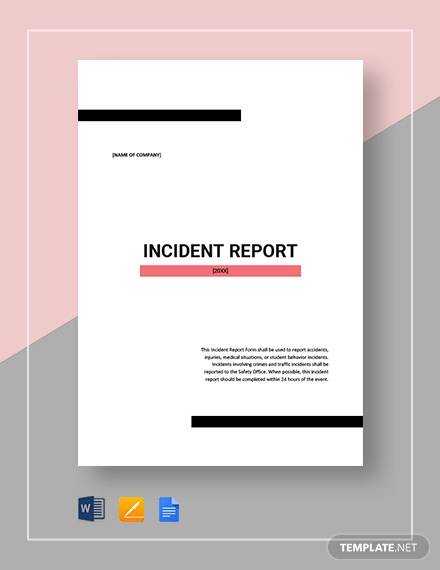 FREE 17 Incident Report Samples In MS Word PDF