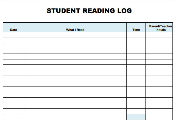 FREE 25 Sample Reading Log Templates In Pages PDF MS Word
