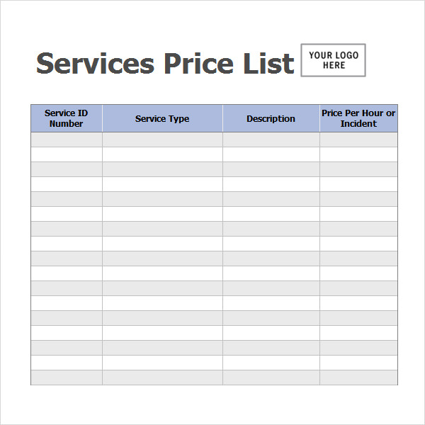 FREE 18 Sample Price List Templates In PDF MS Word Excel