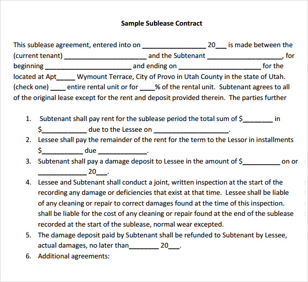FREE 25 Sample Sublease Agreement Templates In Google Docs MS Word 