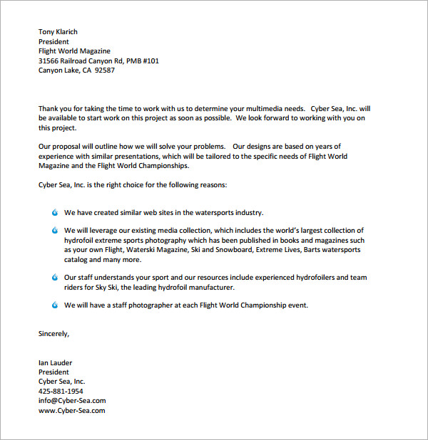 Business Proposal Letter Examples Pdf