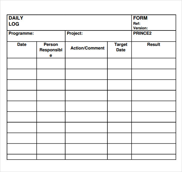 FREE 15 Sample Daily Log Templates In PDF MS Word