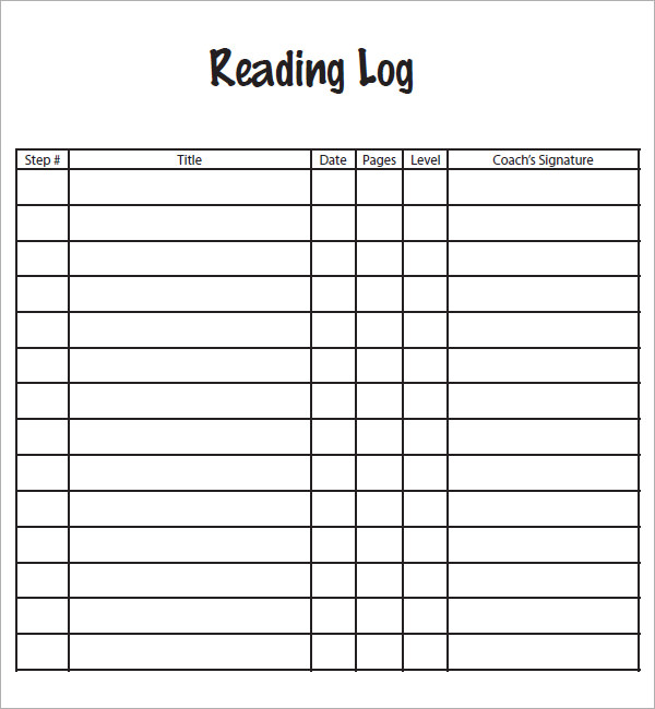 FREE 25 Sample Reading Log Templates In Pages PDF MS Word