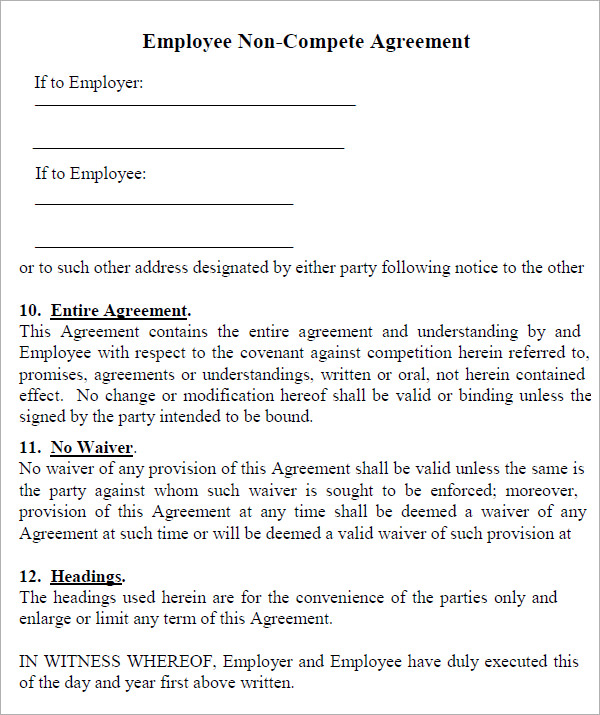 Non Compete Agreement 7 Free Pdf Doc Download