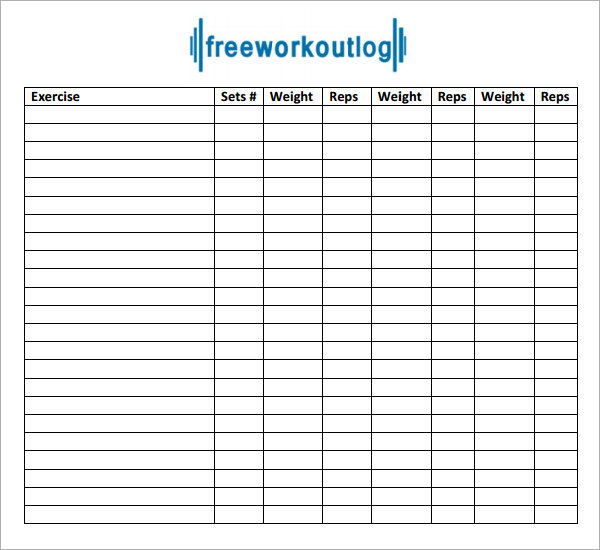 8 Sample Free Exercise Log Templates Sample Templates