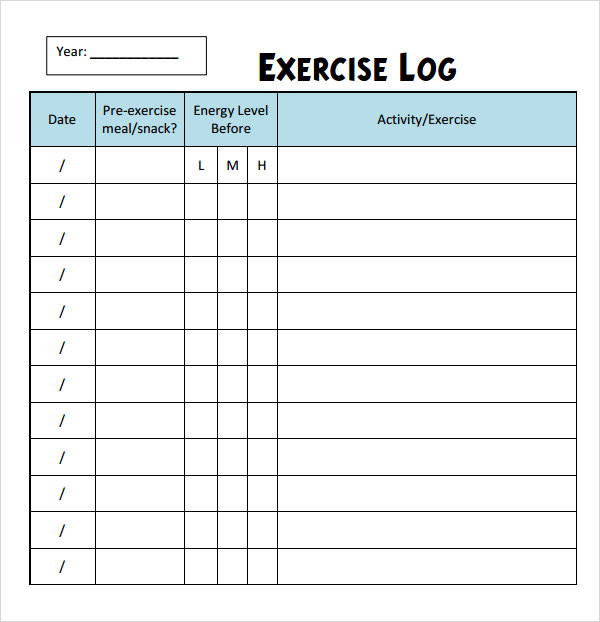  Blank Workout Log Template