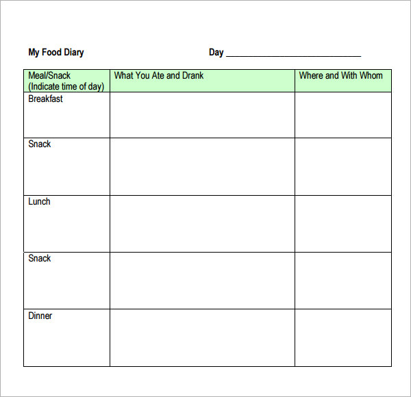 FREE 19 Sample Printable Food Log Templates In PDF MS Word Apple Pages