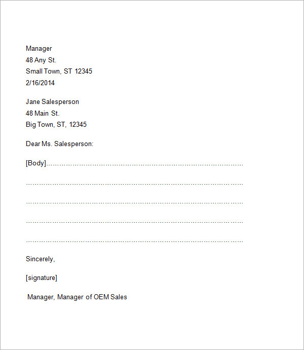 Formal Business Letter Template Word
