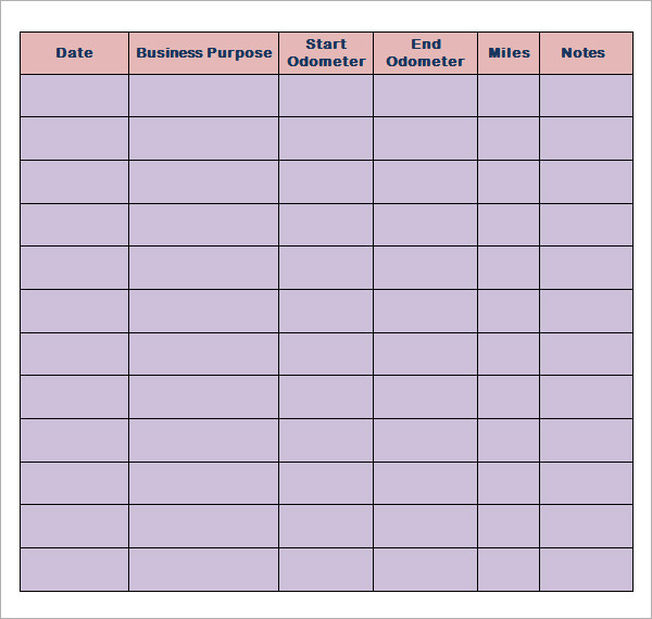FREE 17 Sample Mileage Log Templates In MS Word MS Excel Pages 