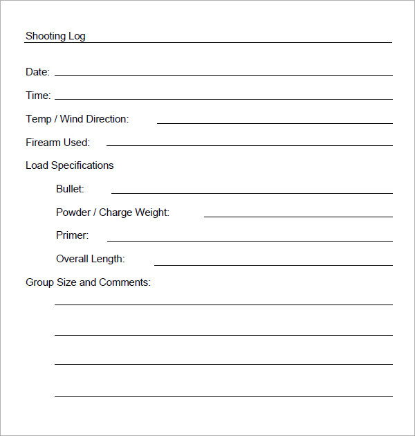 Printable Shooting Log Book Template Printable Word Searches