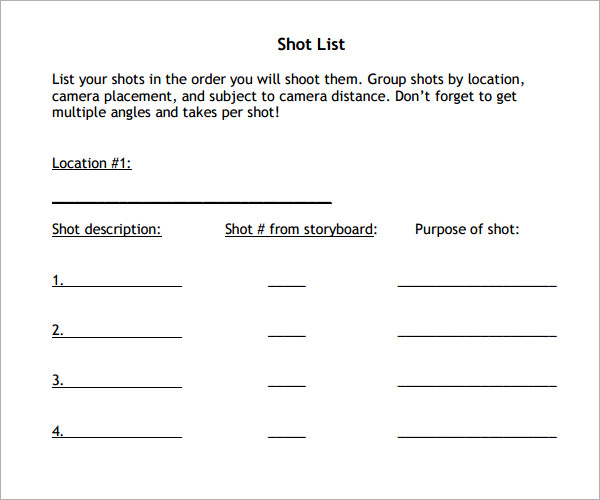 The Only Shot List Template You Need With Free Download