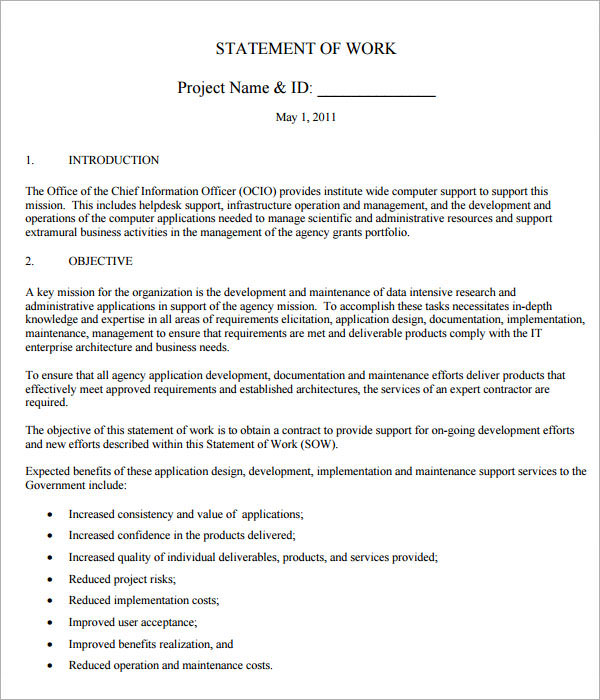 FREE 13 Statement Of Work Templates In Google Docs MS Word Pages PDF