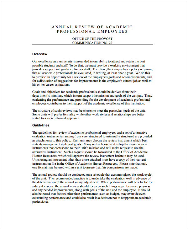 FREE 7 Employee Review Templates In PDF MS Word Pages