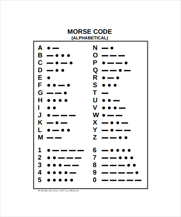FREE 11 Sample Morse Code Chart Templates In PDF FREE 11 Sample Morse Code Chart Templates In PDF