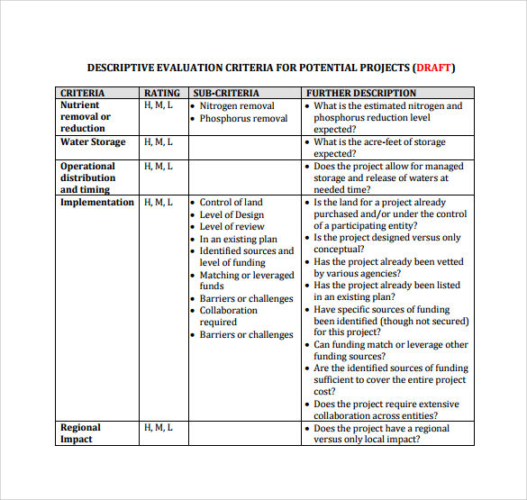 Project Evaluation Report Template