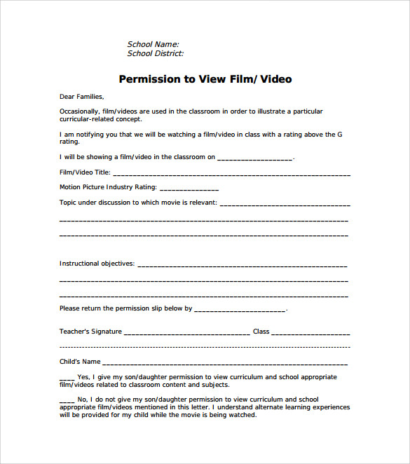 FREE 25 Permission Slip Samples In MS Word PDF