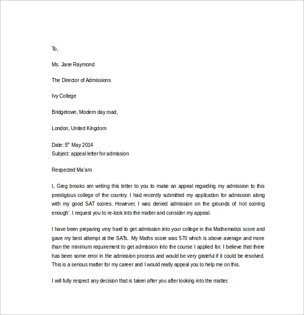 FREE 12 Appeal Letter Templates In MS Word Apple Pages Google Docs 