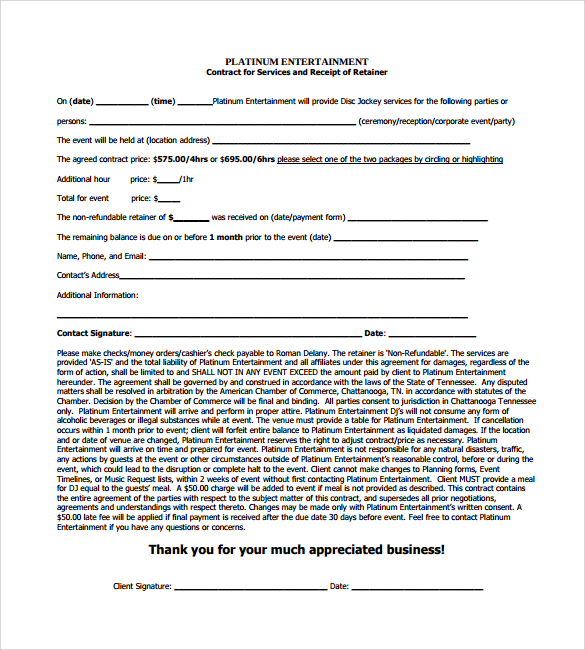 FREE 20 Sample Best DJ Contract Templates In Google Docs MS Word 