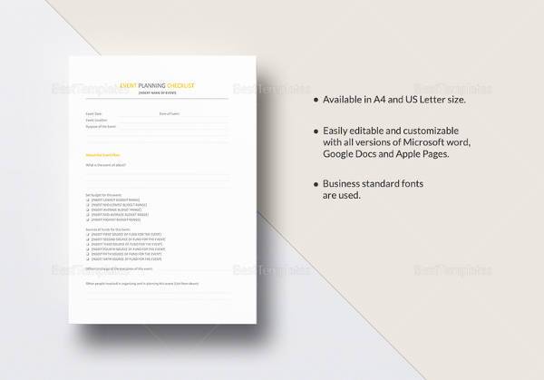 11+ Sample Event Planning Checklists – PDF, Word | Sample Templates