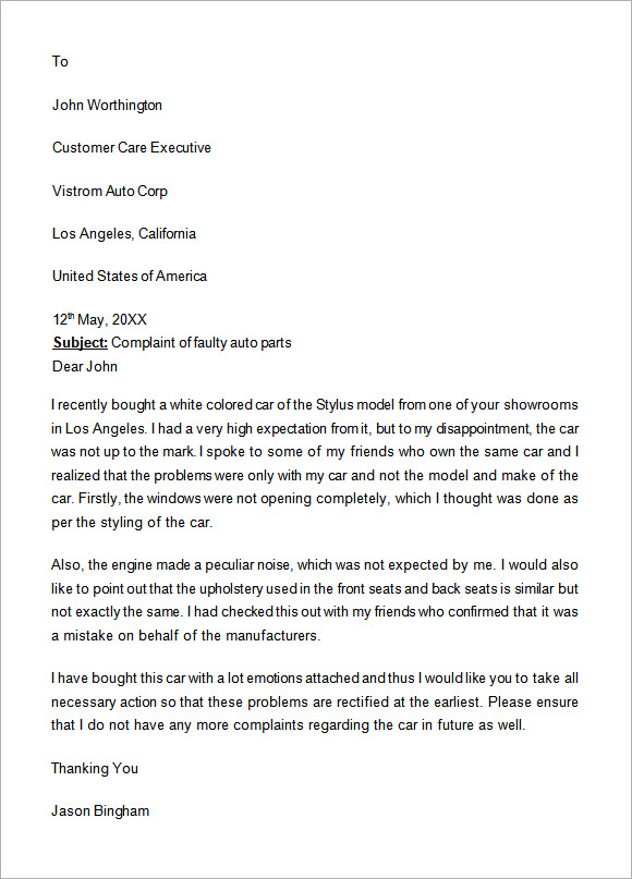 FREE 17 Sample Complaint Letter Templates In Google Docs MS Word 