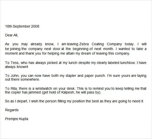 Funny Farewell Letter To Colleagues Database Letter Template Collection