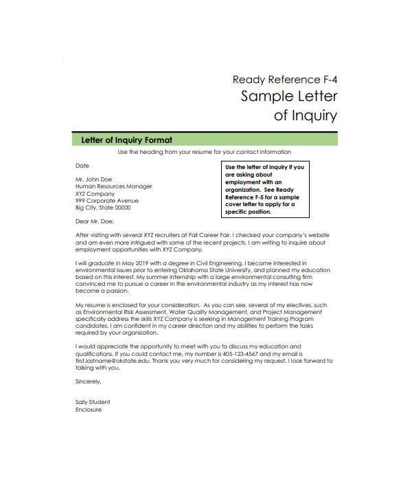 Enquiry Mail Sample Job Inquiry Email 12 Examples And Template 2022