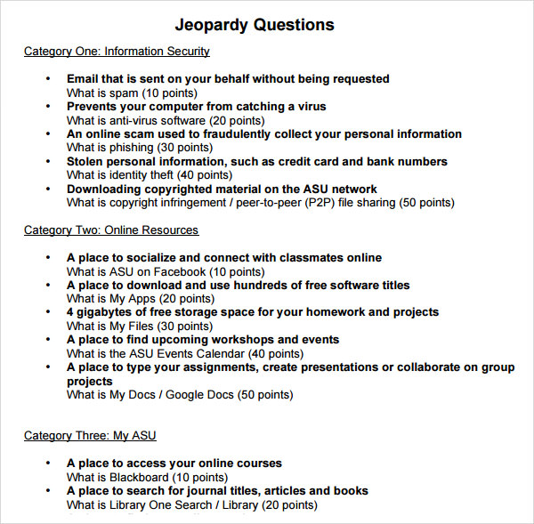 FREE 6 Jeopardy Samples In PDF PPT FREE 6 Jeopardy Samples In PDF PPT