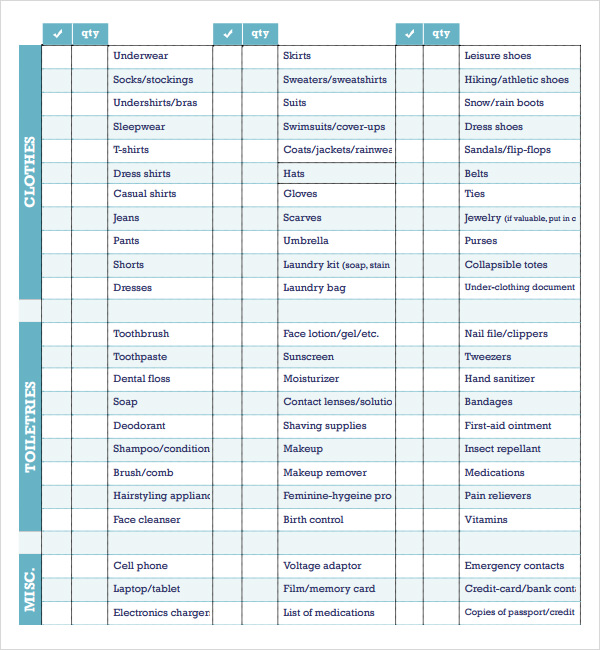 FREE 18 Sample Packing Checklist Templates In Google Docs MS Word