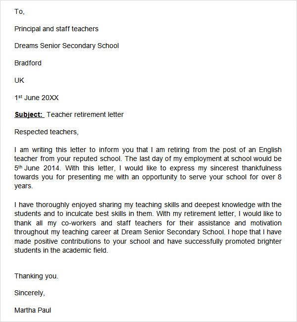 FREE 31 Sample Useful Retirement Letter Templates In Microsoft MS Word 