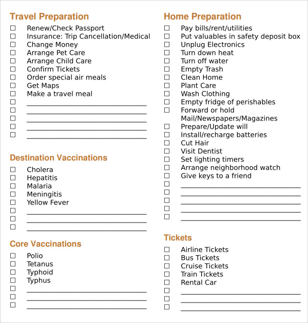 FREE 18 Sample Packing Checklist Templates In Google Docs MS Word